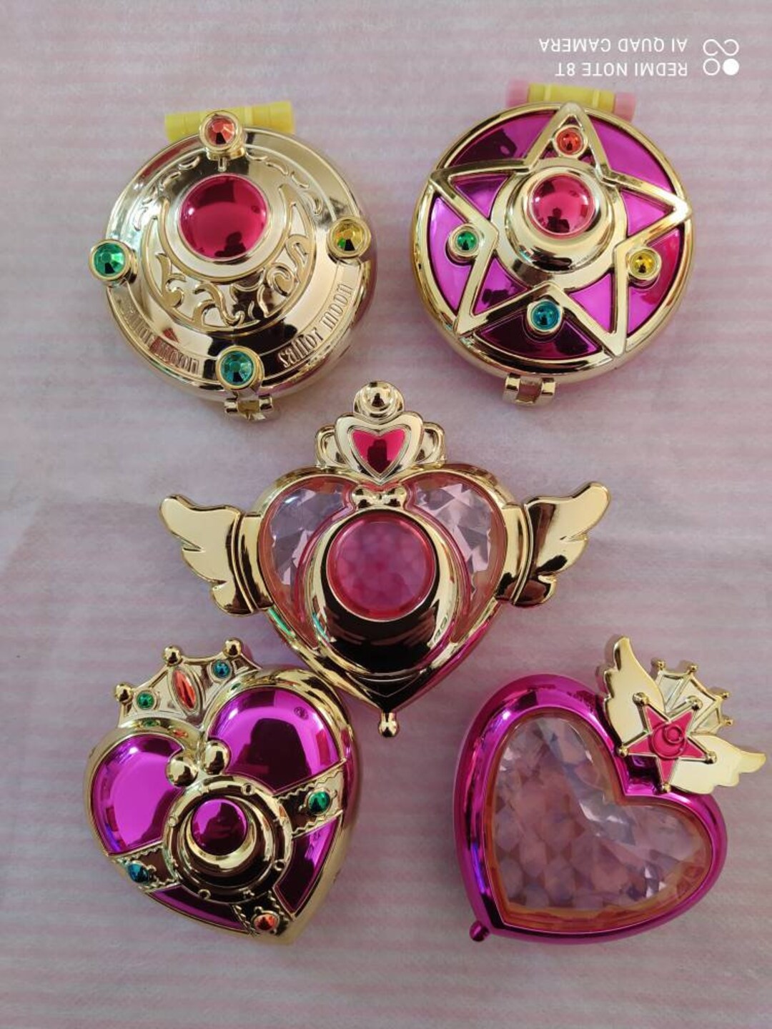 Sailor Moon Compact Mirror Case Gashapon Hanshin Moon Brooch Prism ...