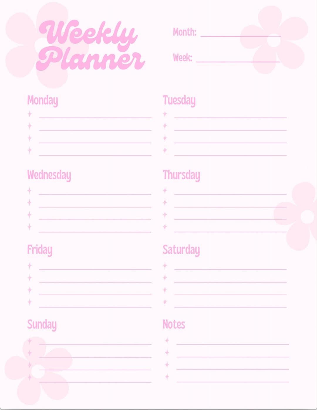 Instant Download Weekly Planner - Etsy