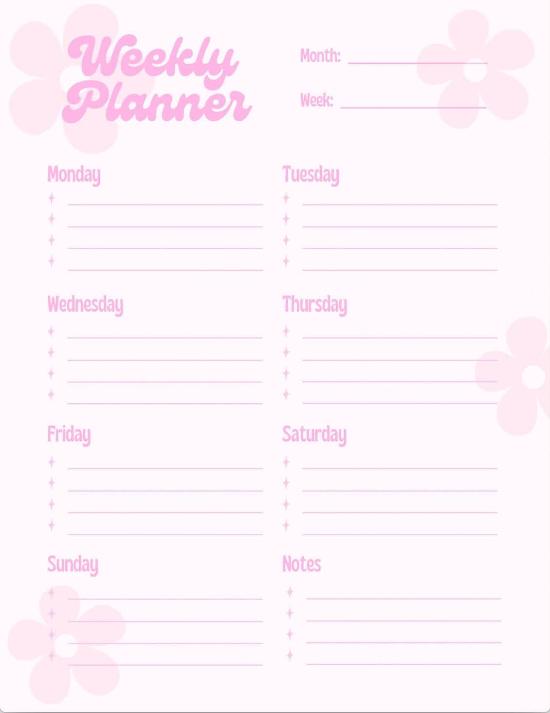 Instant Download Weekly Planner - Etsy