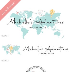 Travel Blog Logo With World Map, Travel Agency, Adventure Logo, Holiday ...