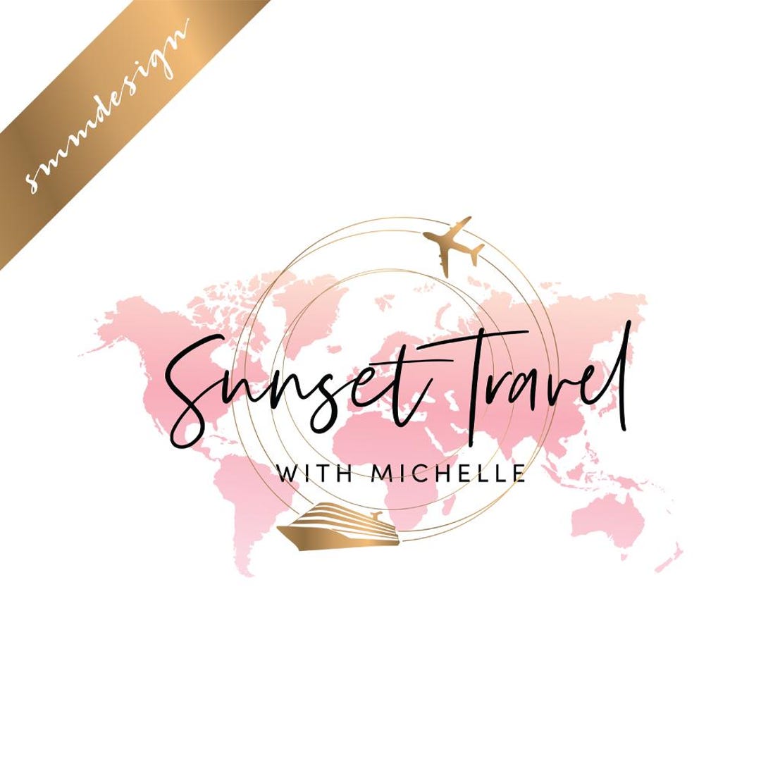 Premade Travel Logo: World Map, Plane & Cruise Ship 771 - Etsy