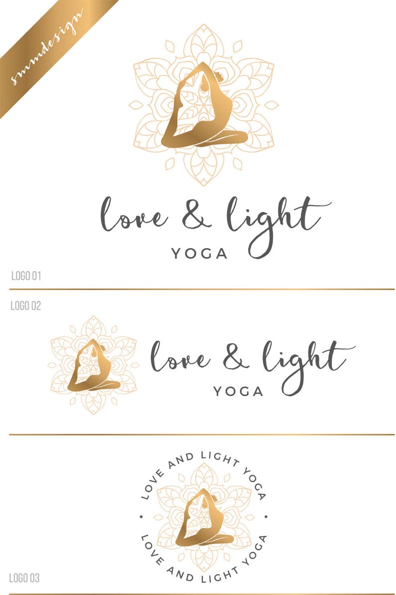 Gold Yoga Logo Yoga Pose Logo Watermark Custom Logo - Etsy