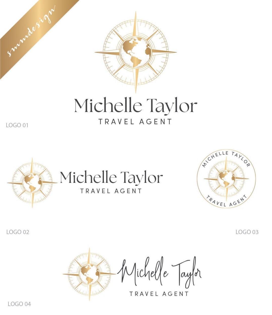 Golden Compass Globe Travel Agent Logo - Unique and Elegant Design by ...
