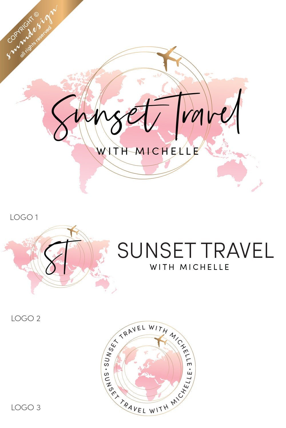 Travel Logo World Maplogo Plane Map Premade Logo Wanderlust - Etsy