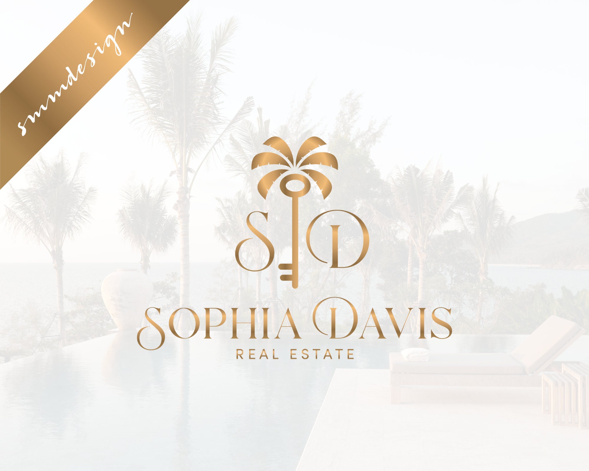 Coastal Beach House Real Estate Logo With Palm, Modern Palm Key Air B'n ...