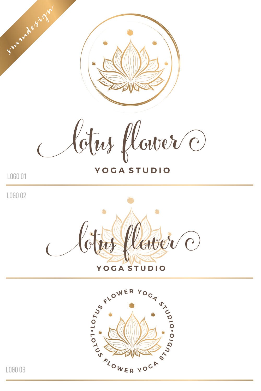 Gold yoga logo Lotus logo watermark Mandala logo Custom | Etsy