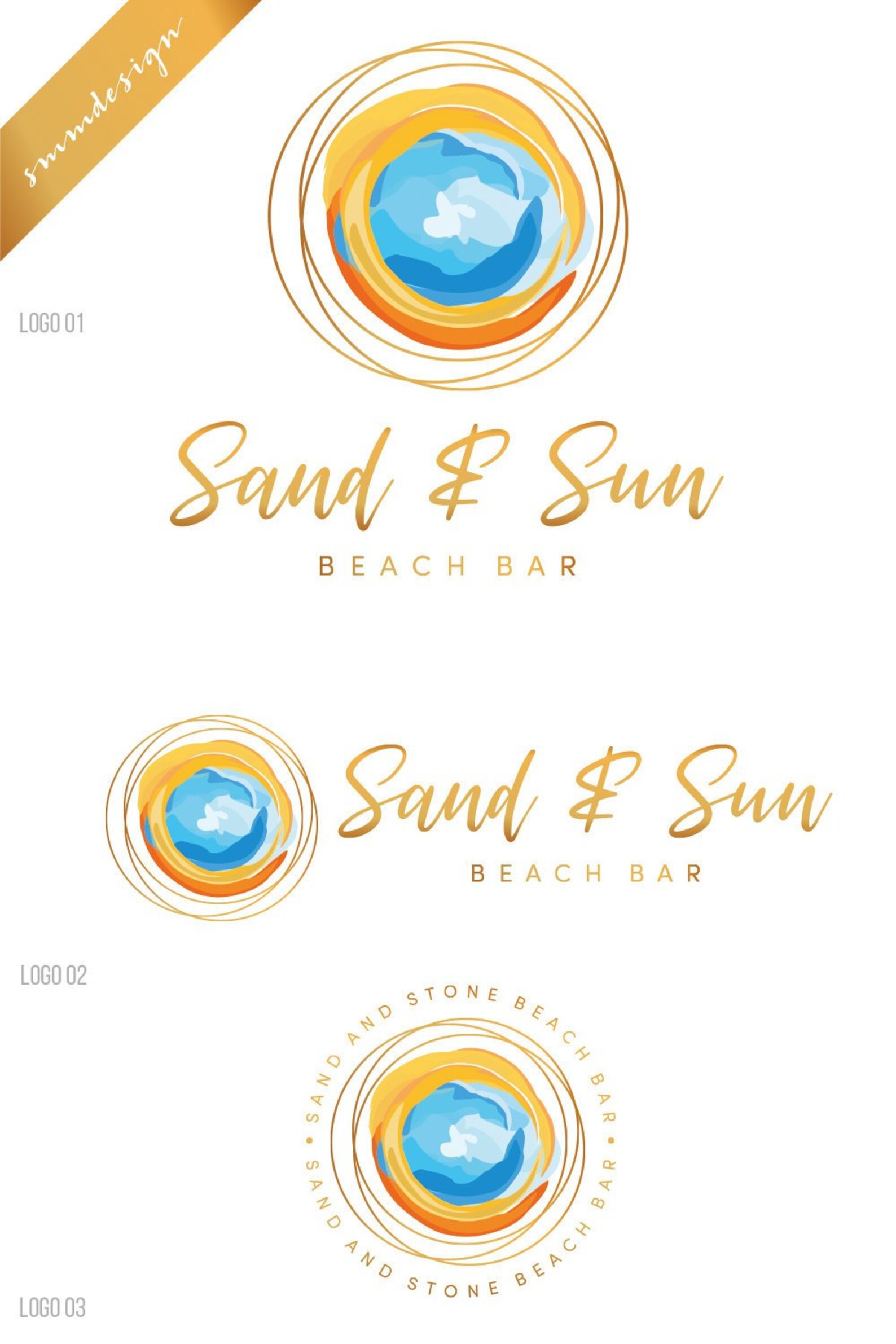 Sun Logo Tropical Logo Sea Logo Geometric Logo and | Etsy
