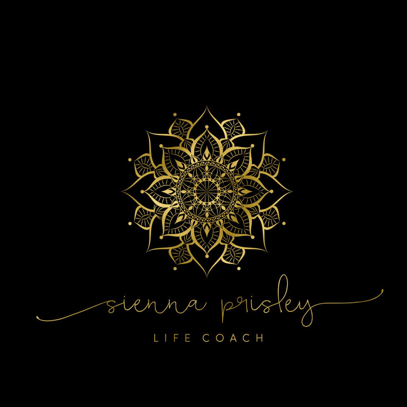 Gold Yoga Logo Mandala Logo Watermark Custom Logo Gold Rose | Etsy
