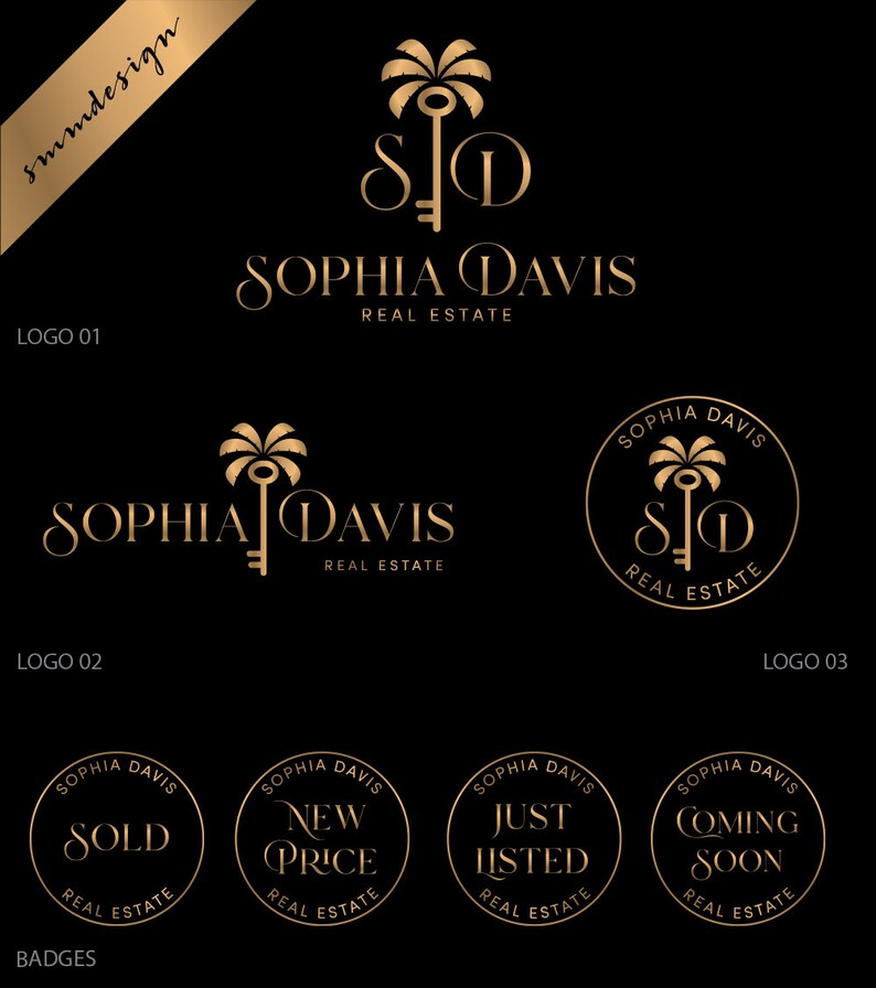 Coastal Beach House Real Estate Logo With Palm, Modern Palm Key Air B'n ...