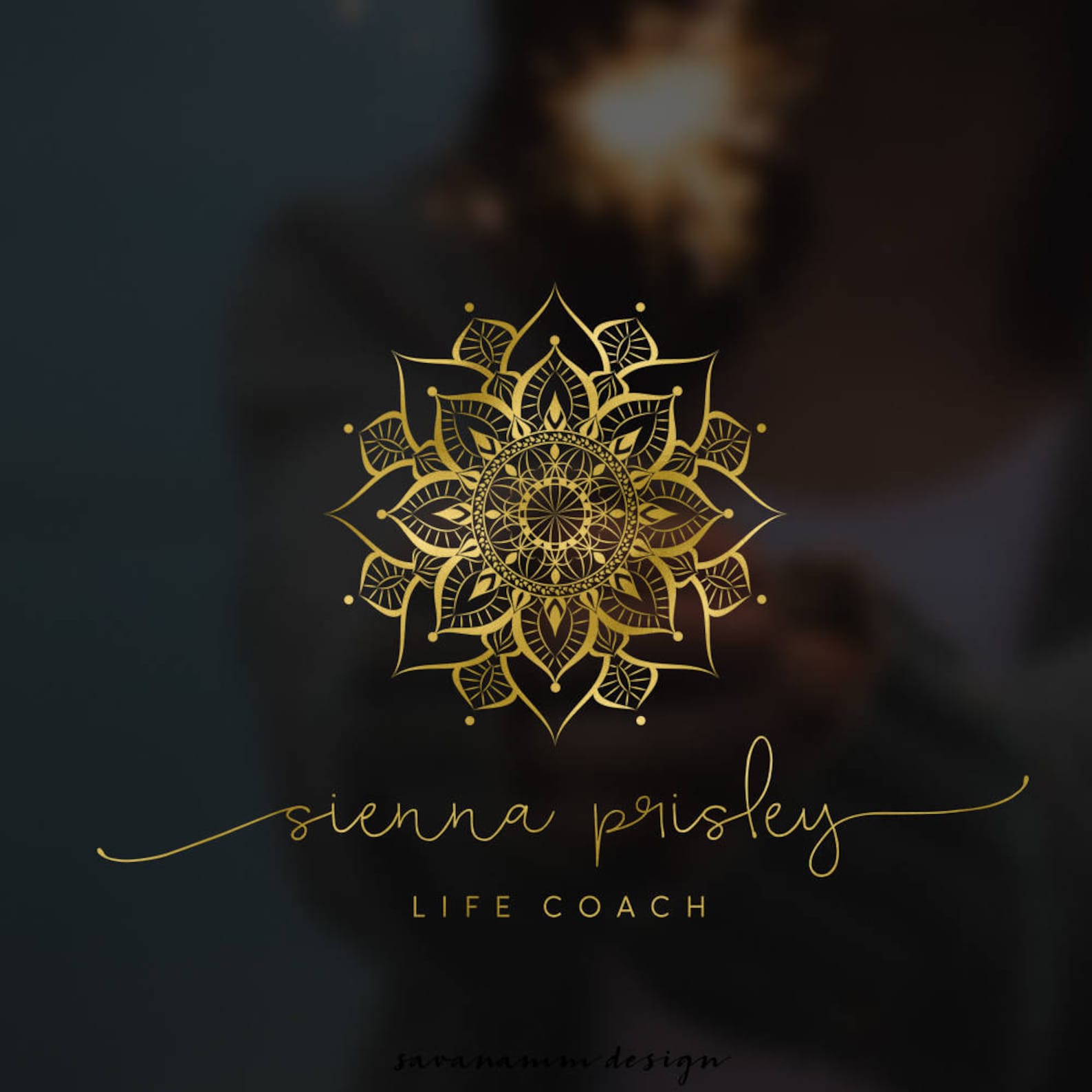 Gold yoga logo Mandala logo watermark Custom logo Gold rose | Etsy