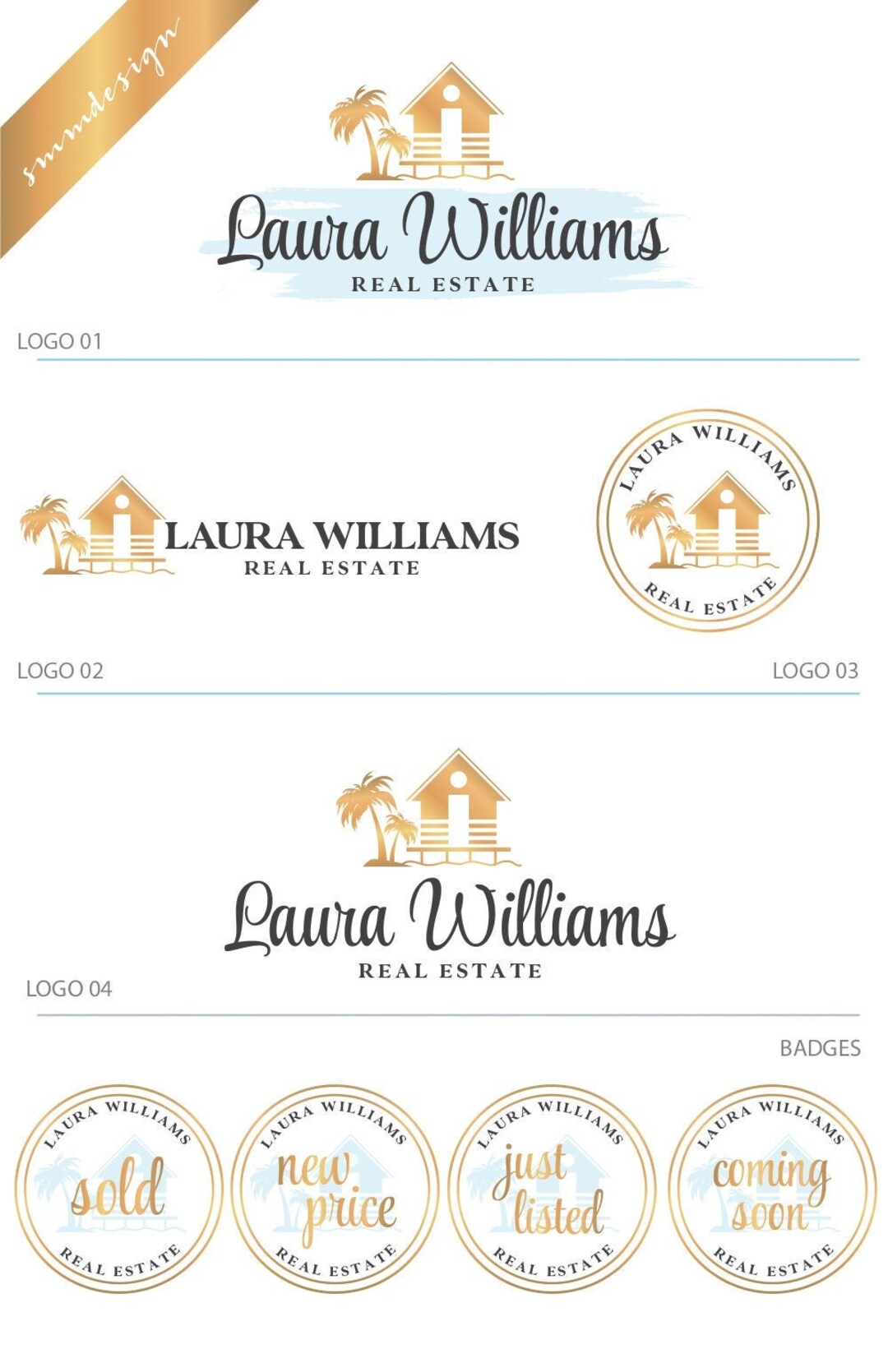 Beach House Logo for Real Estate Agents, Realty Logo, Beach Bungalow ...