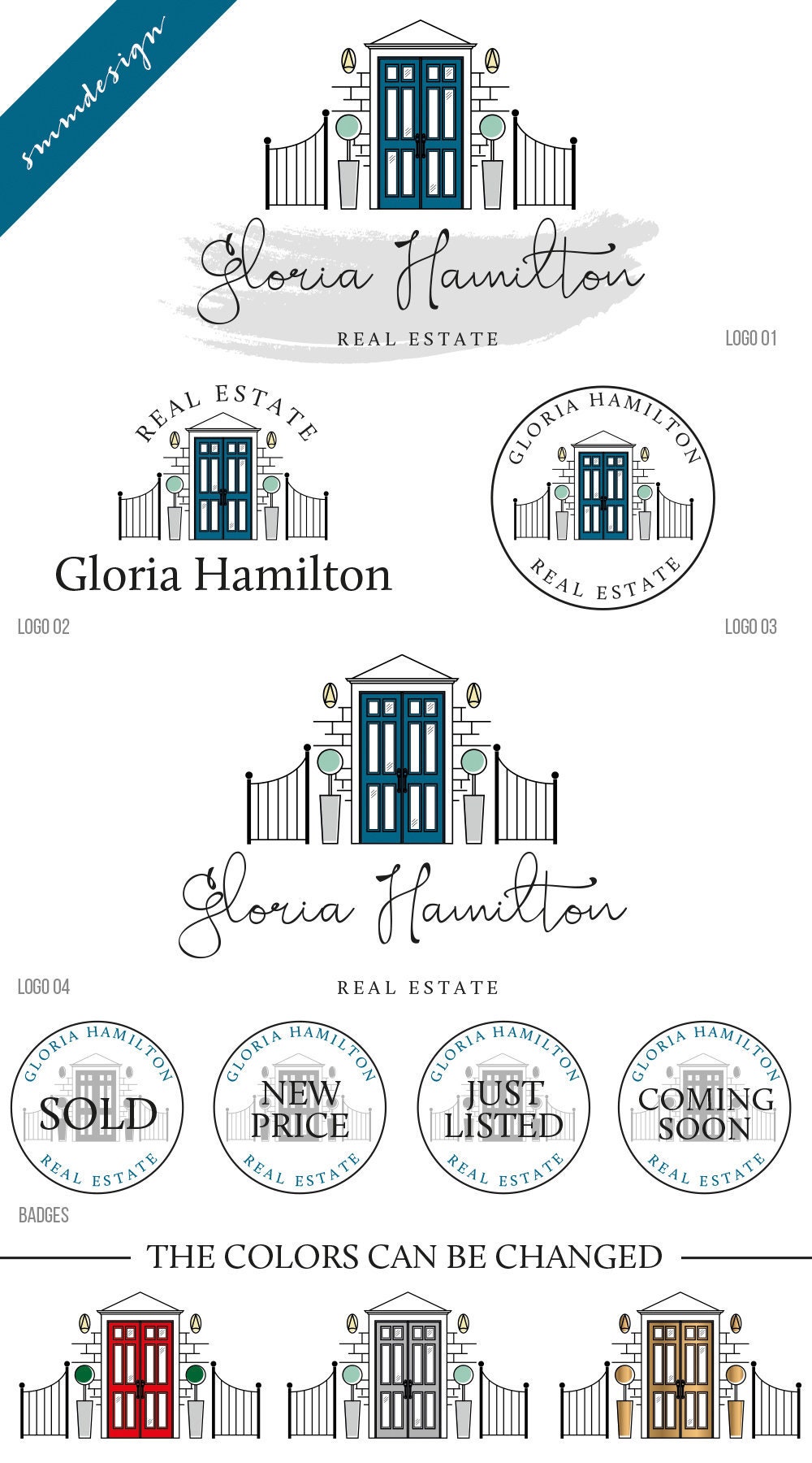 Vintage Door Real Estate Logo, Front Door Logo, Realty Logo, House Logo ...