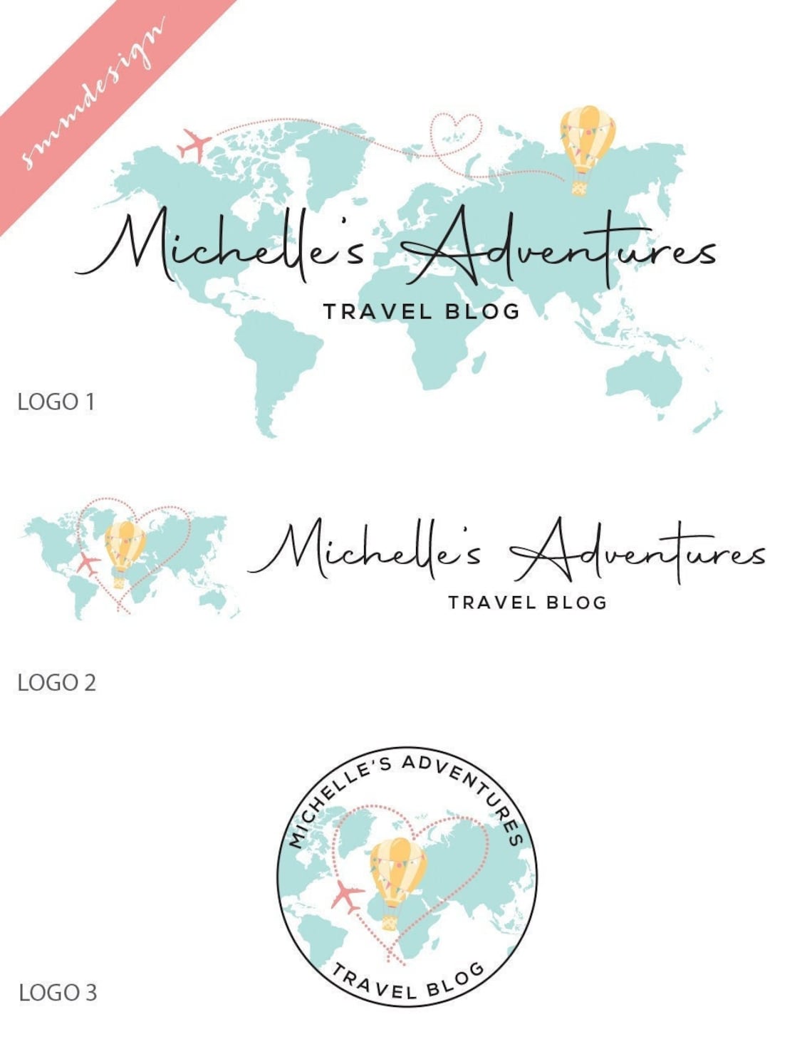 Travel Blog Logo With World Map Travel Agency Adventure - Etsy