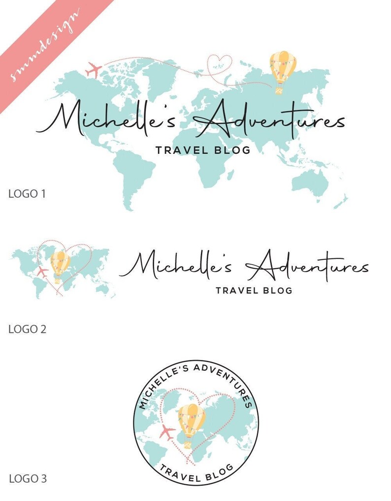 Travel Blog Logo With World Map Travel Agency Adventure - Etsy