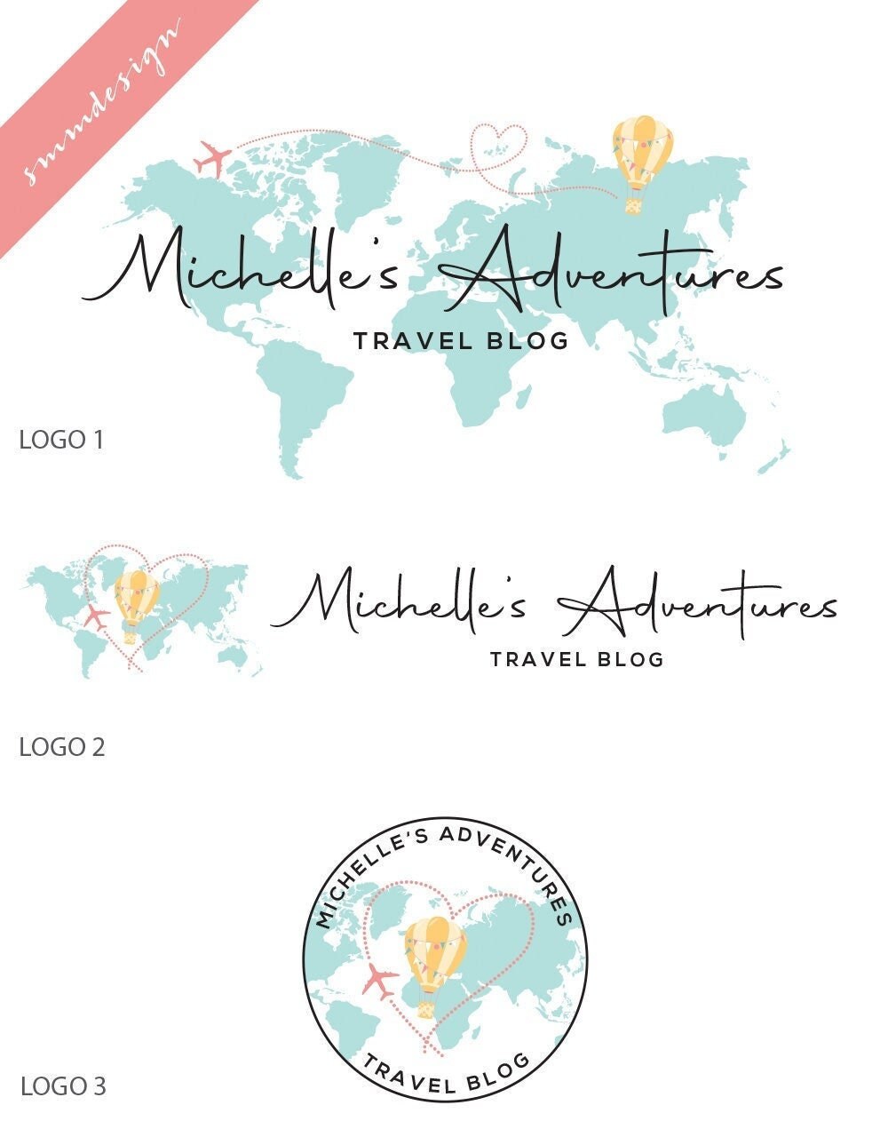Travel Blog Logo With World Map Travel Agency Adventure - Etsy