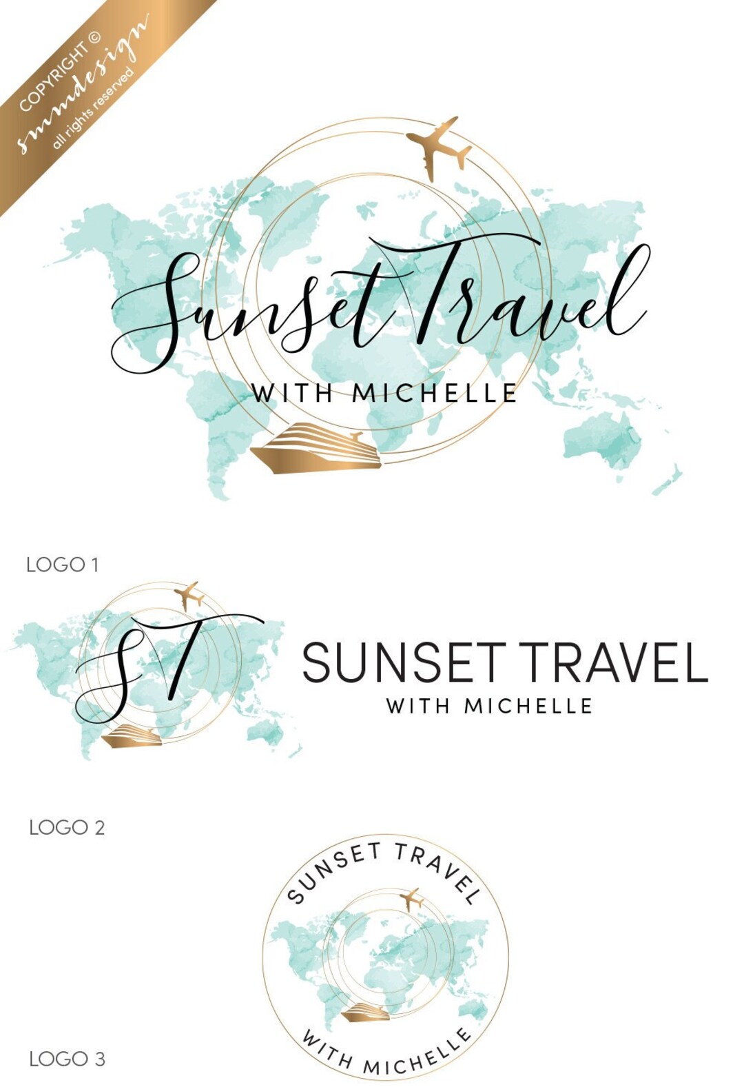 Cruise Travel Logo, World Maplogo, Plane Map Premade Logo, Wanderlust ...