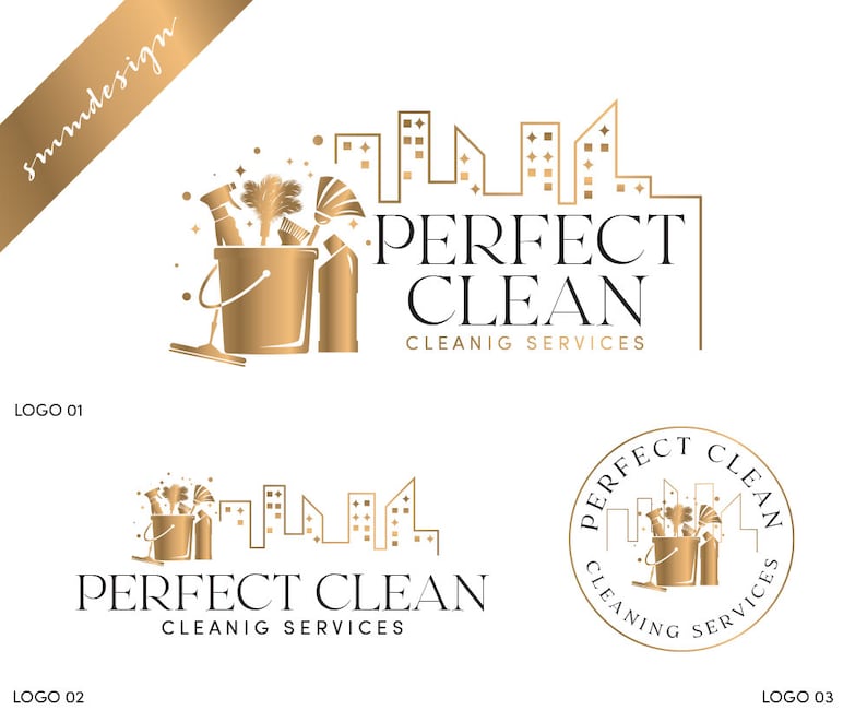 Commercial Cleaning Logo Design: Professional Maid Service - Etsy