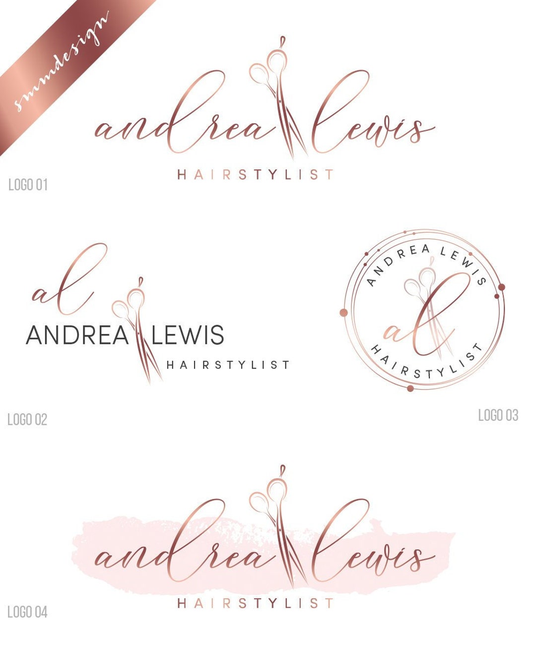 Hairdresser Logo, Logo Design, Hair Salon Logo, Hair Stylist Logo, Rose ...