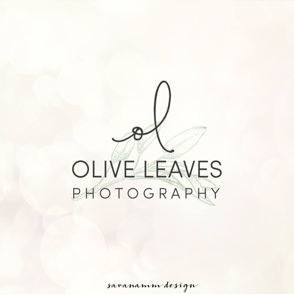 Premade Logo Design Olive Branch Calligraphy Logo Watermark | Etsy