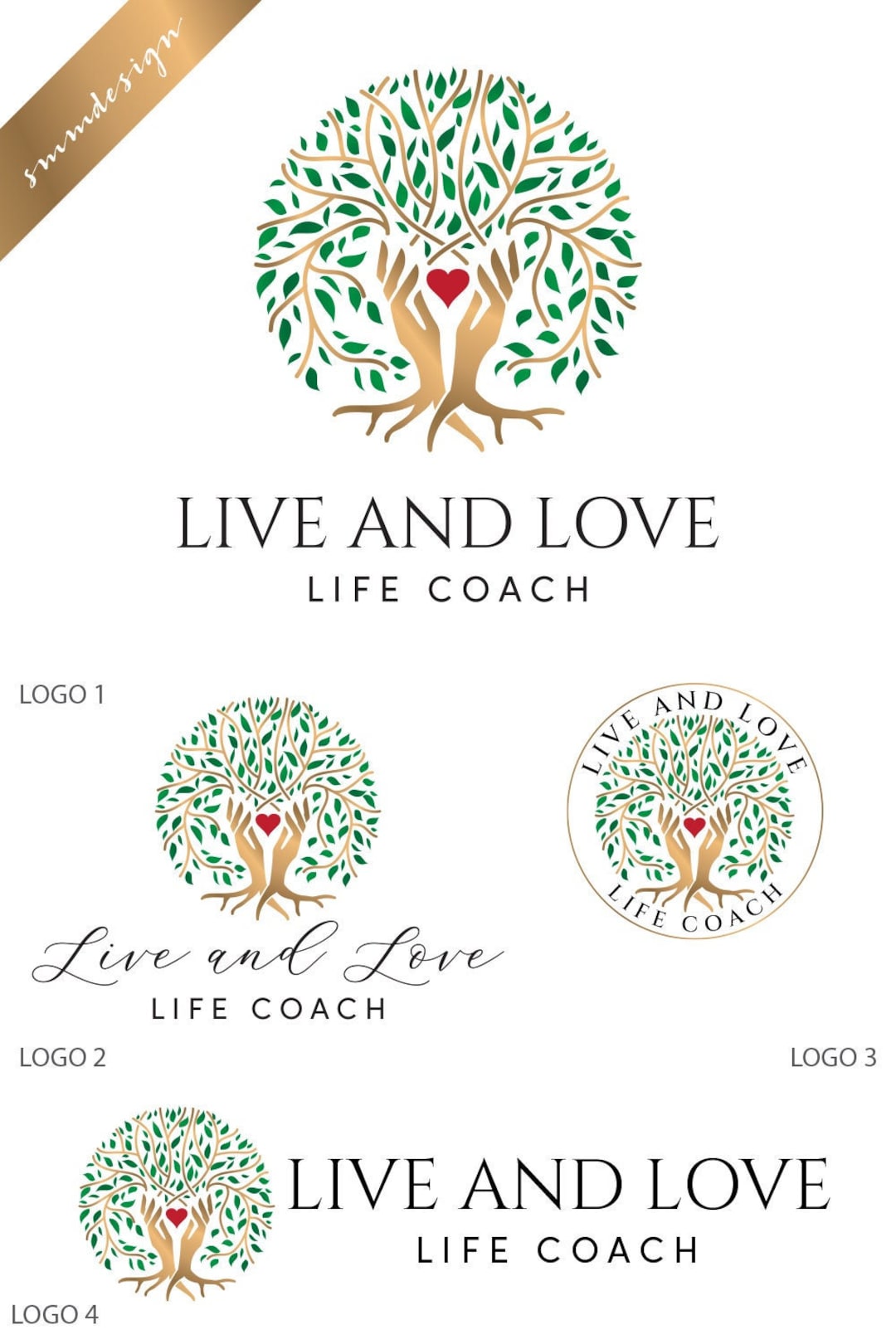 Tree Logo With Hands, Hands Tree Logo, Life Coach Logo Design, Nature ...