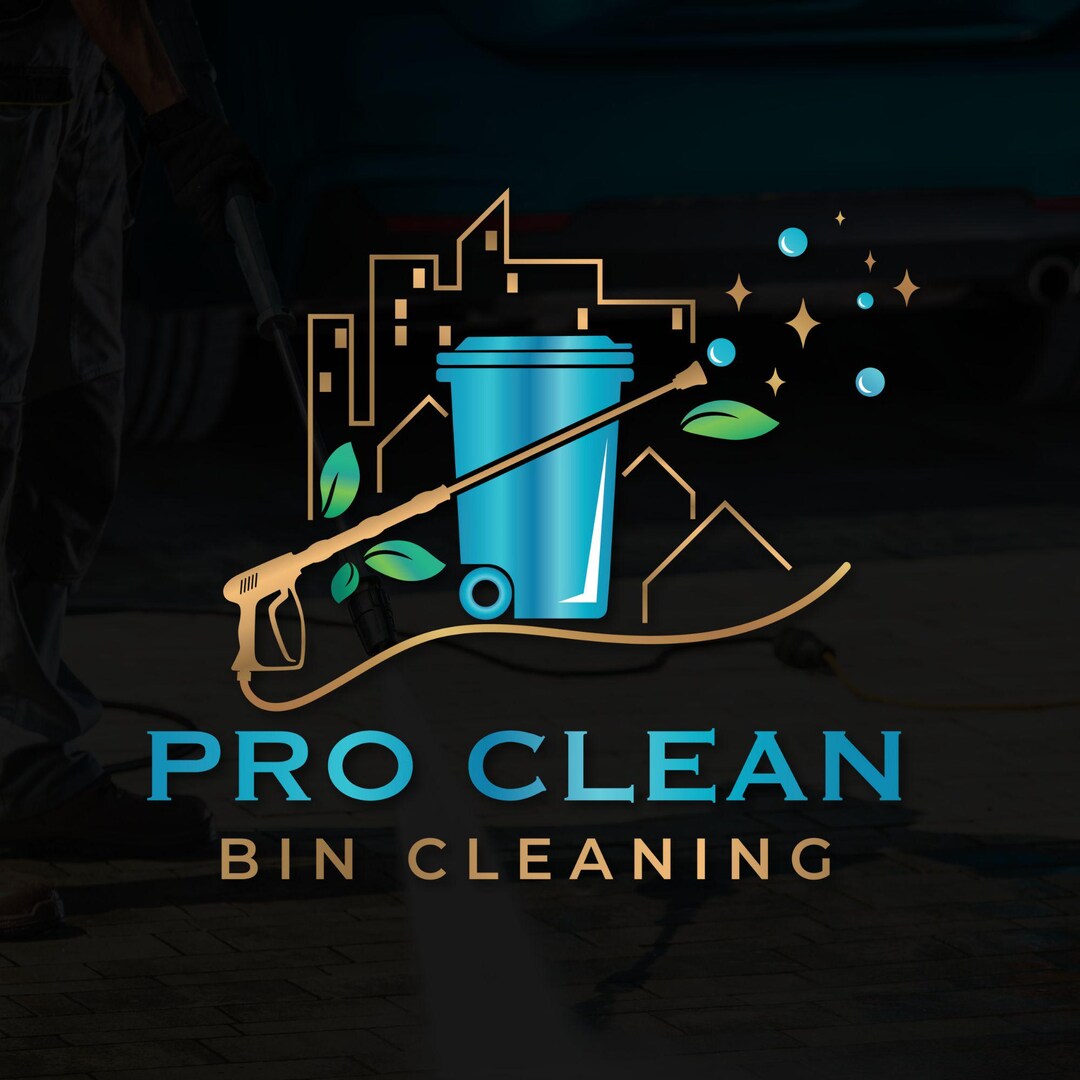 Garbage Bin Cleaning Logo Design | Trash Can Power Wash Services 848 - Etsy