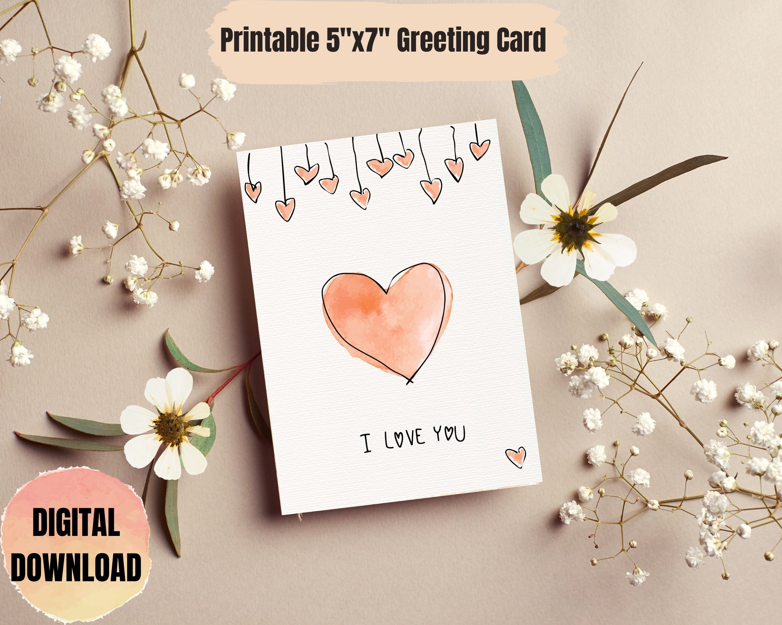 I Love You Printable Greeting Card | Digital Love Card - Etsy