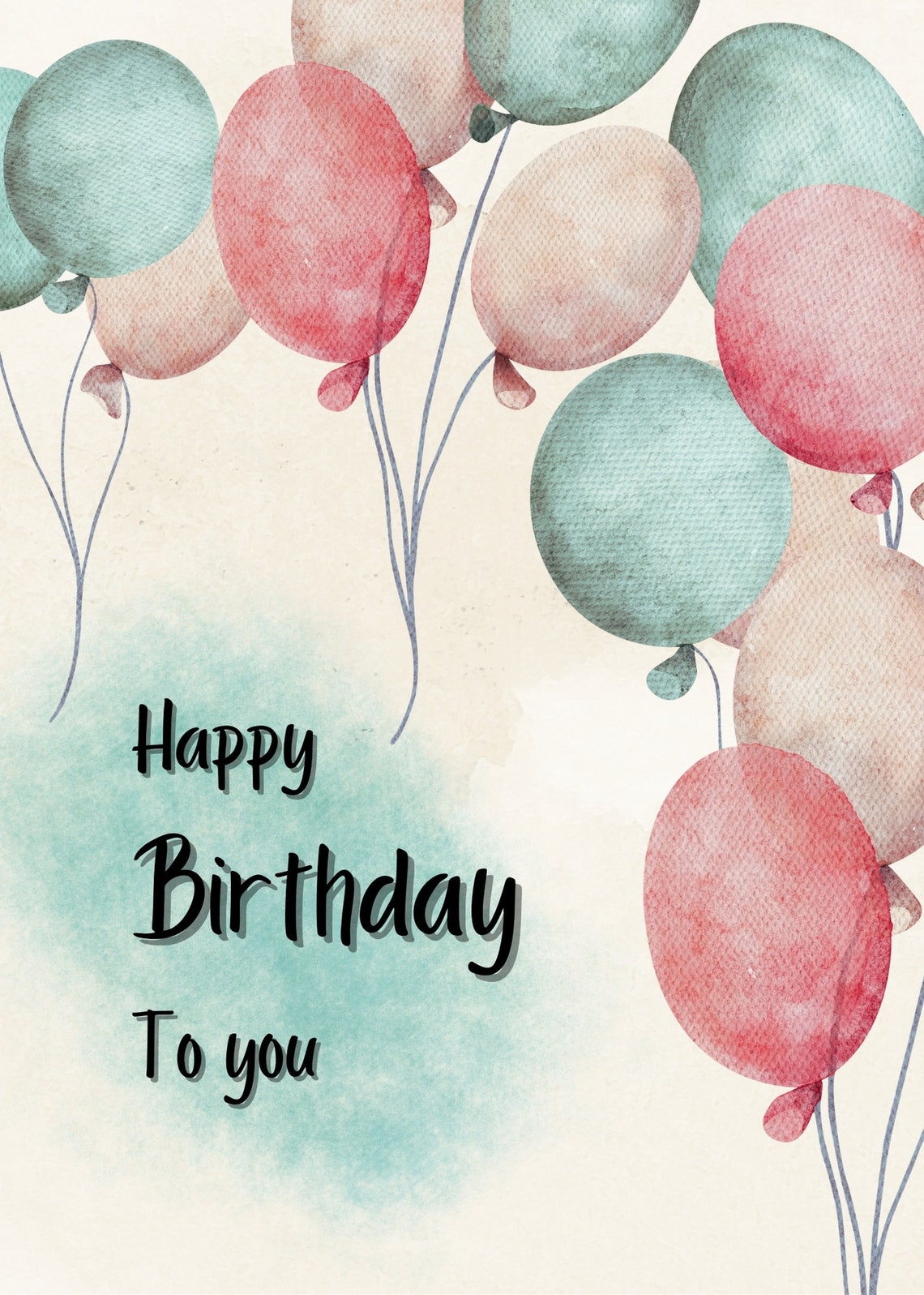 Printable Watercolor Balloons Birthday Card (PDF) - Etsy