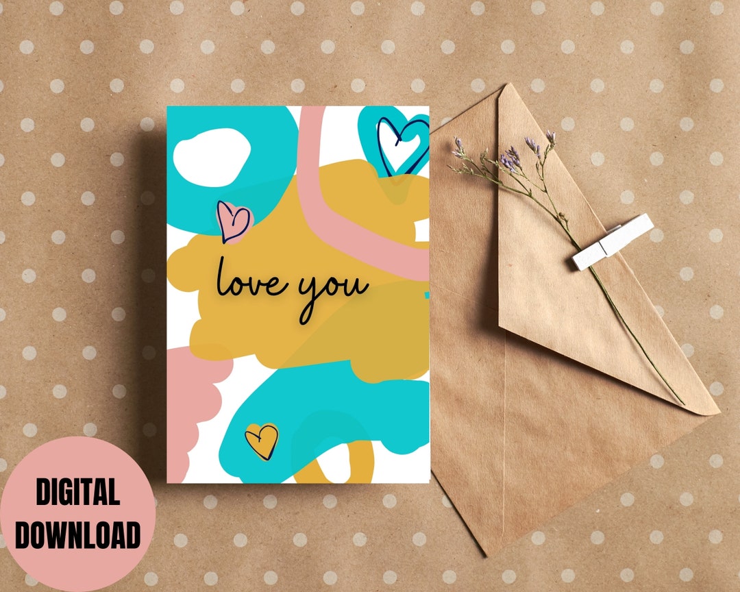 Love You Printable Greeting Card | Printable Love You Card | Digital ...