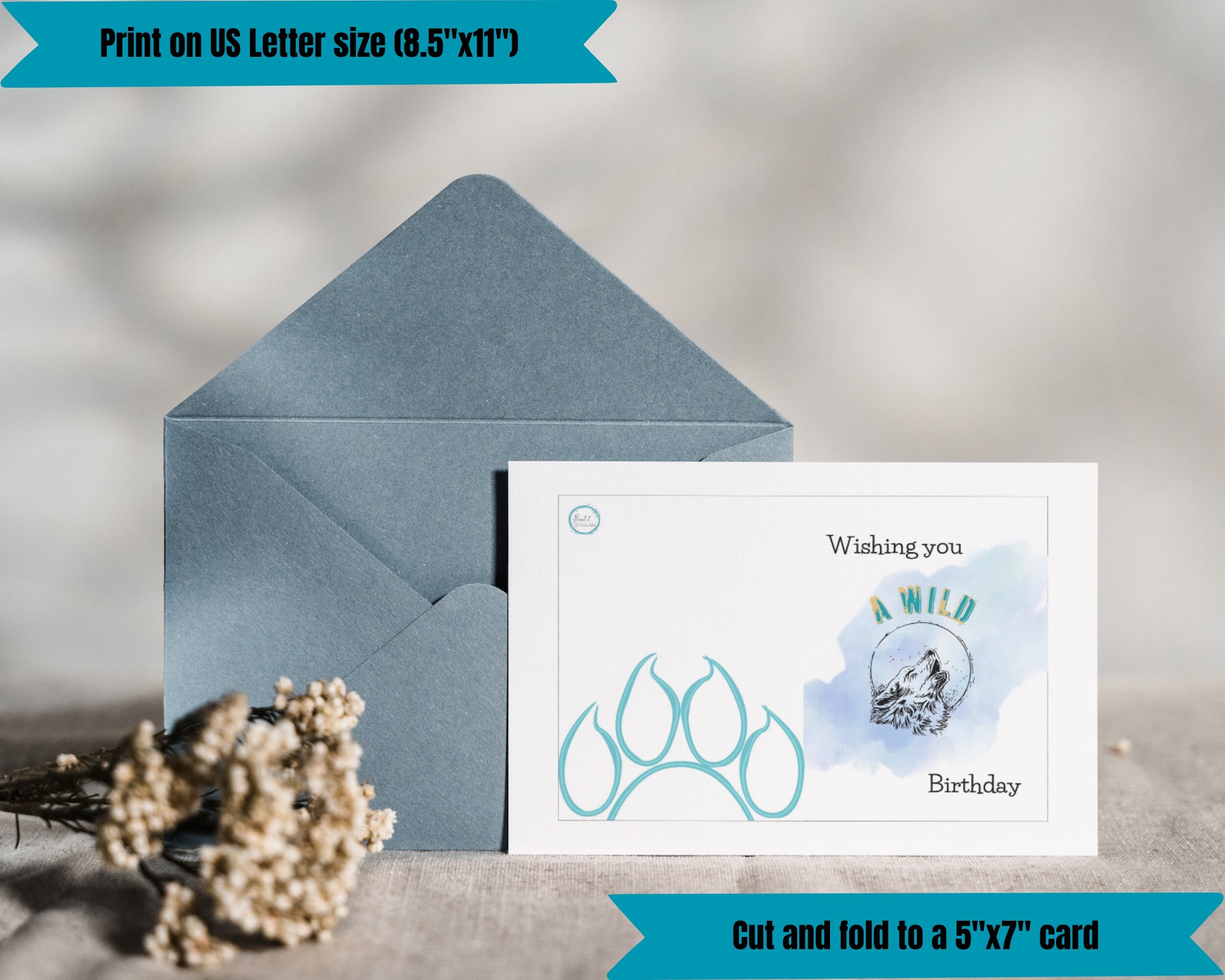 Wild Wolf Birthday Card: Printable Greeting Card (digital Download) - Etsy