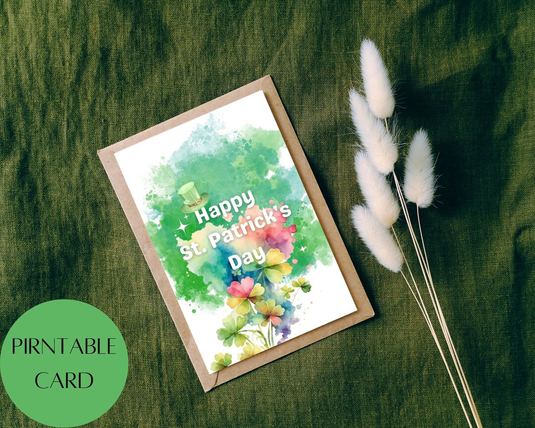 Printable Happy St Patrick's Day Card | Digital St Patrick's Day Card ...