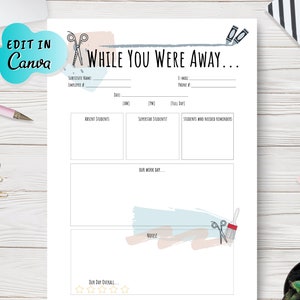 Substitute Note Classroom Notes Personalized Teacher Note - Etsy Canada