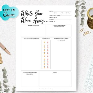 Personalized Substitute Teacher Note, Substitute Teacher, Classroom ...