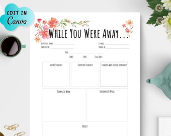 Holiday Substitute Teacher Note, Substitute Teacher Printable ...