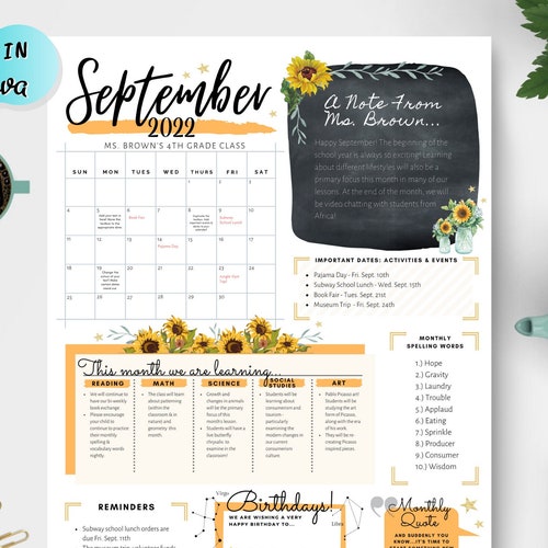 September Newsletter Welcome Back to School Note Welcome to - Etsy