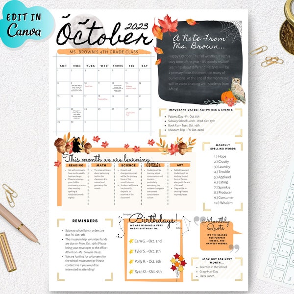 Autumn Newsletter Template - Etsy