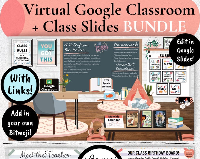 Virtual Classroom Template Digital Classroom Backdrop Google - Etsy Canada