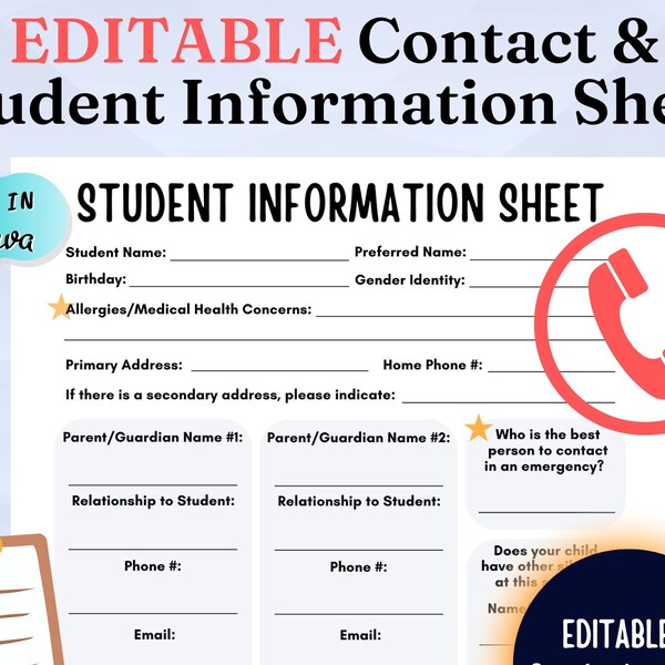 Back to School All About Me, EDITABLE Student About Me,all About Me ...