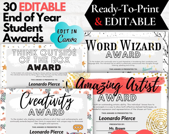 Student Awards, End of Year Award Printable, Distance Learning End of ...