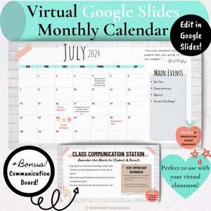 Google Slides Calendar, Virtual Calendar Classroom, Digital Classroom ...