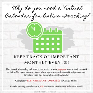 Google Slides Calendar, Virtual Calendar Classroom, Digital Classroom ...