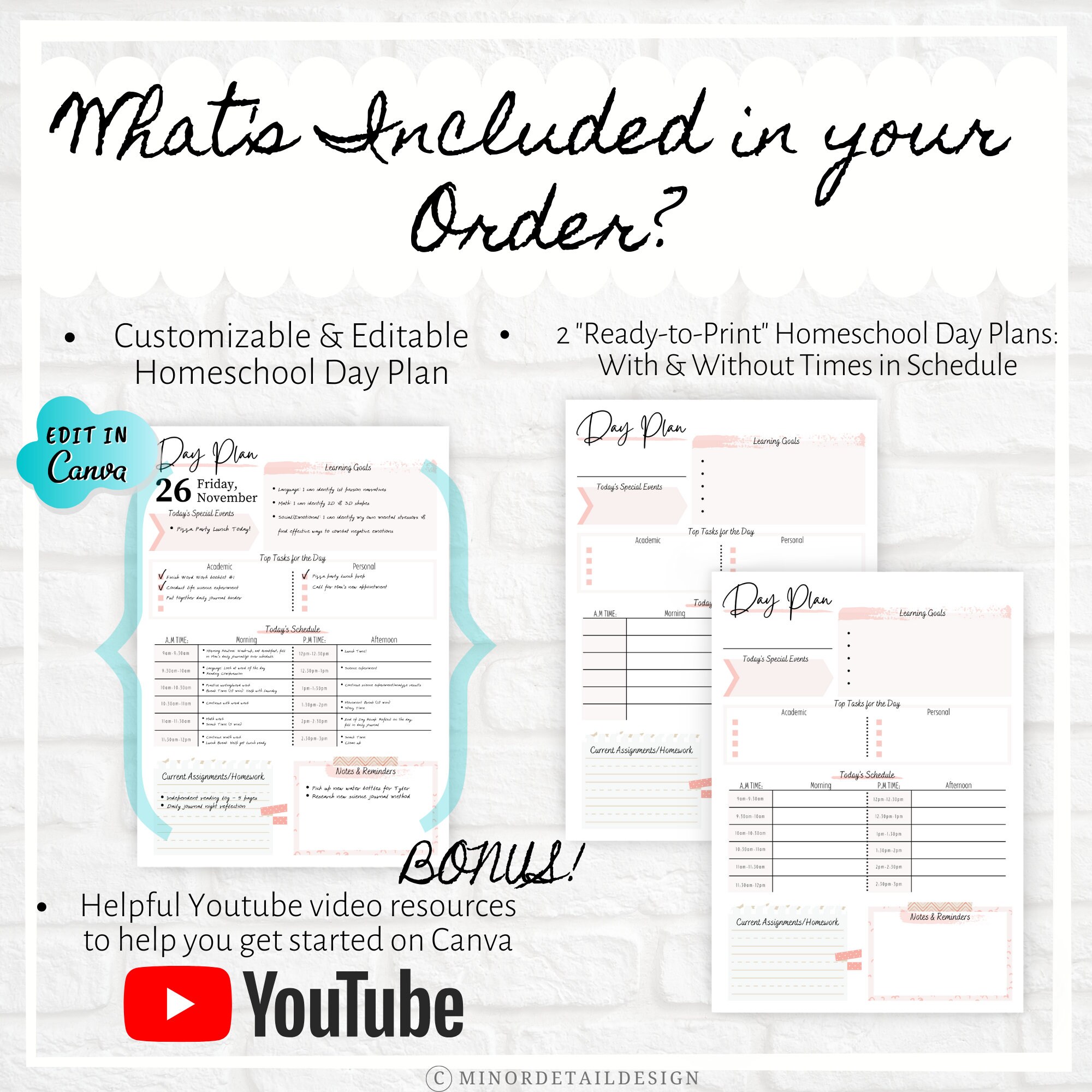 EDITABLE Homeschool Planner Homeschool Daily Schedule - Etsy