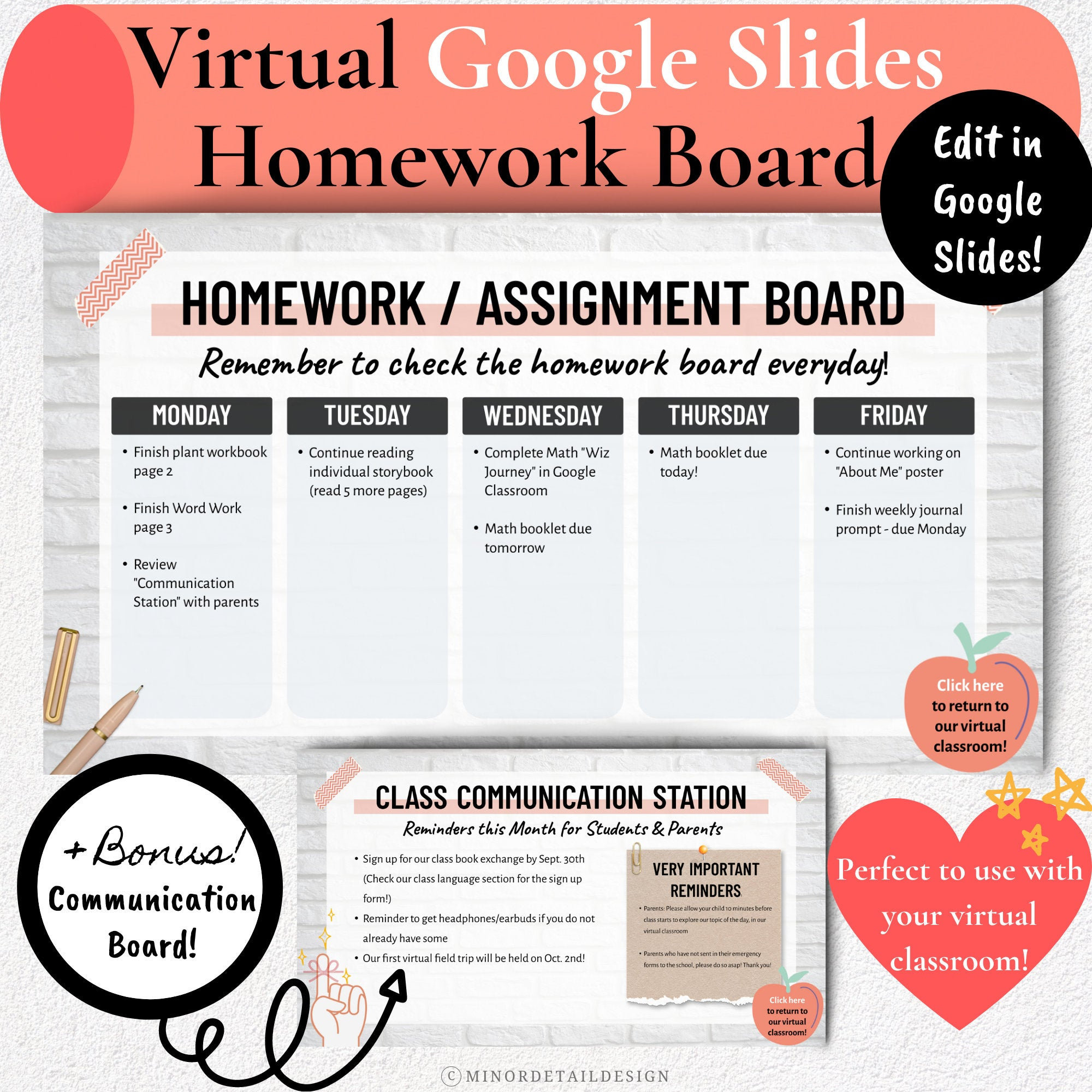 Homework Distance Learning Template, Distance Learning Homework ...