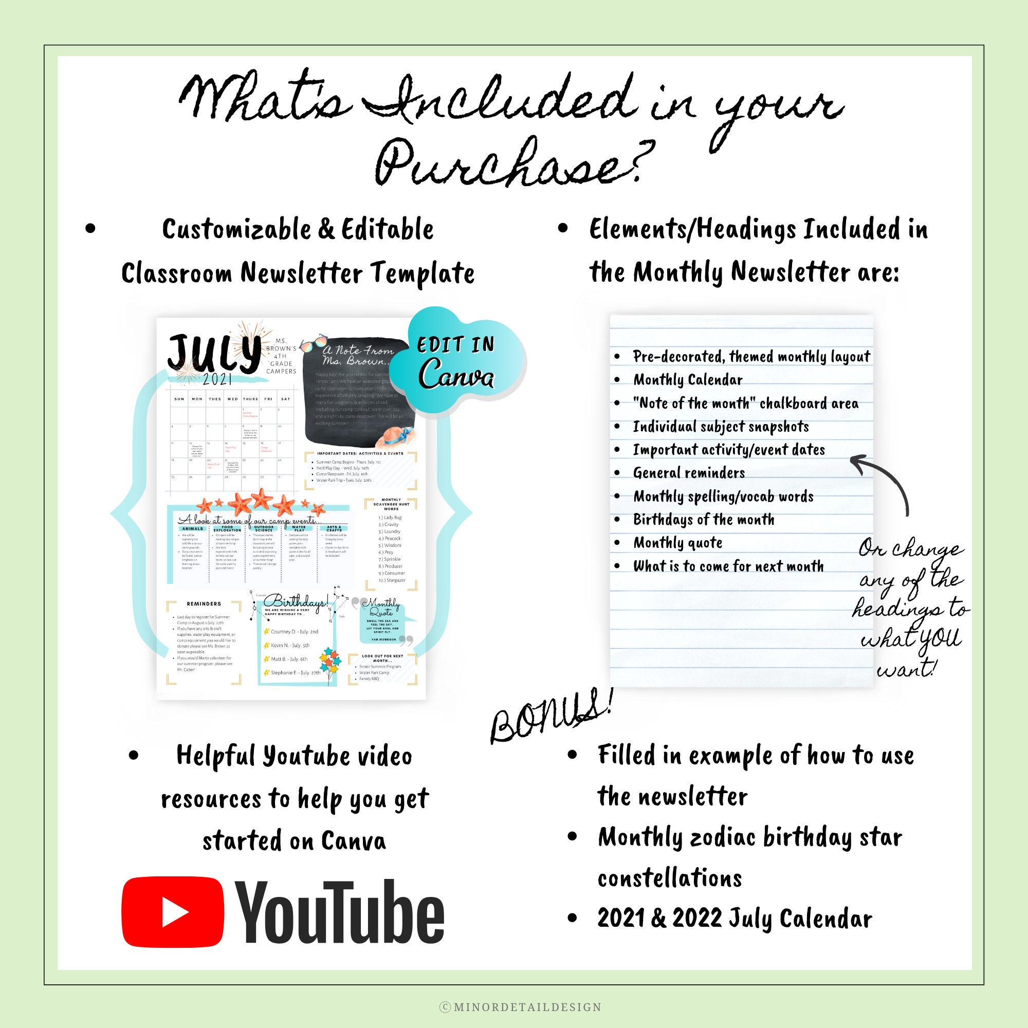 Editable School Newsletter July Newsletter 2021 Newsletter | Etsy Canada