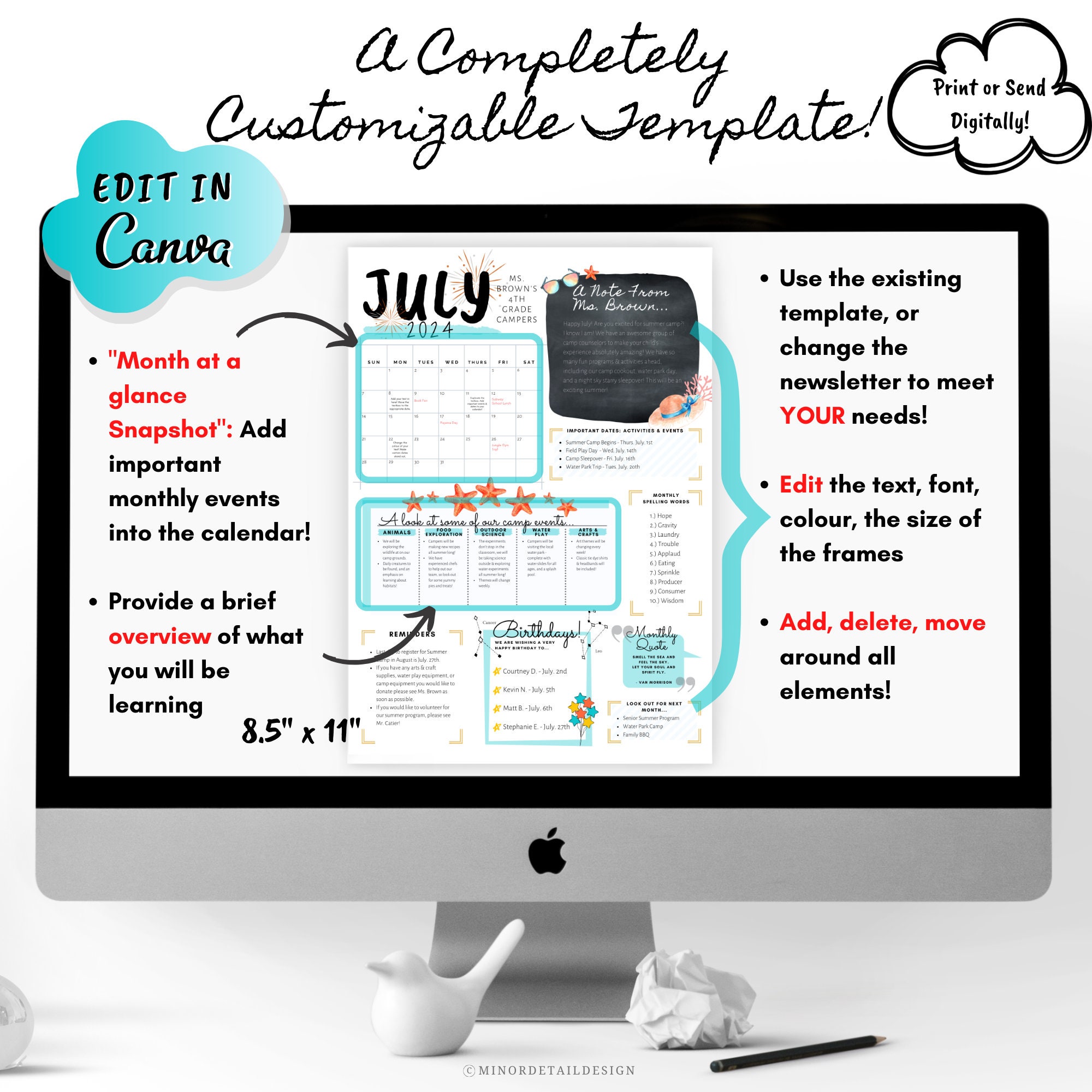 Editable School Newsletter, July Newsletter, 2024 Newsletter, Classroom ...