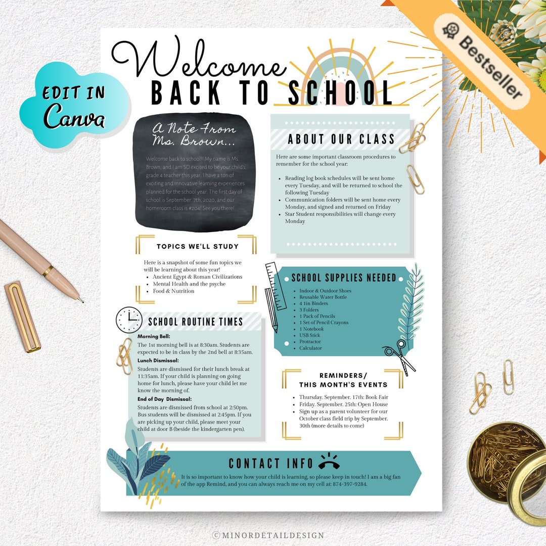 Back to School Letter, EDITABLE School Newsletter, Welcome Back to ...