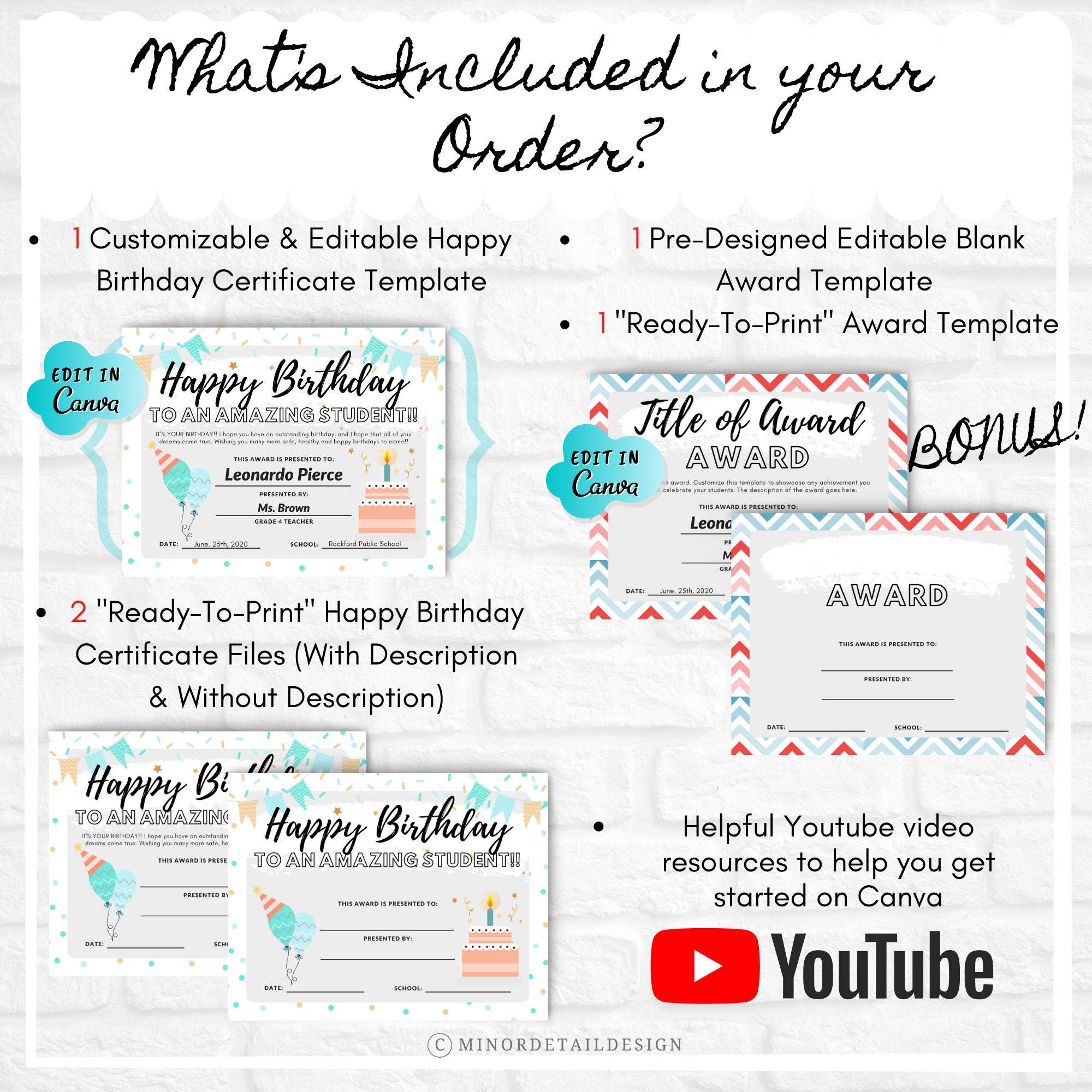 EDITABLE Happy Birthday Certificate, Happy Birthday Award, Certificate ...