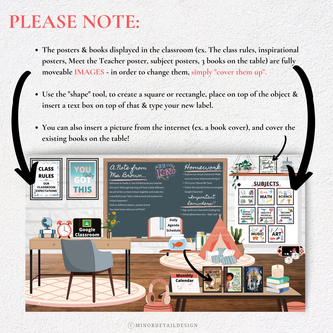 EDITABLE Virtual Classroom, Google Classroom Virtual Bitmoji, Digital ...