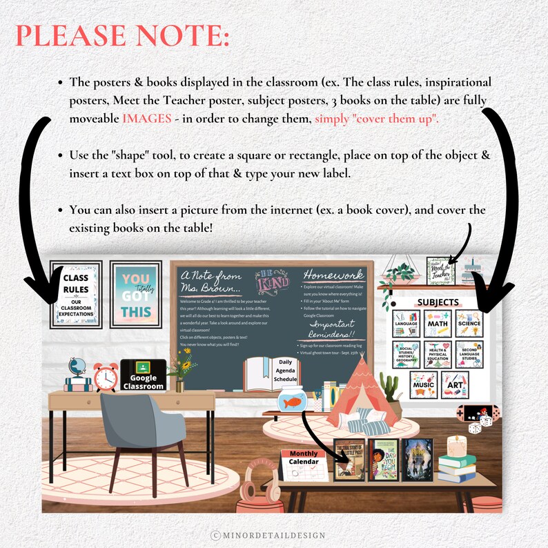 EDITABLE Virtual Classroom, Google Classroom Virtual Bitmoji, Digital ...