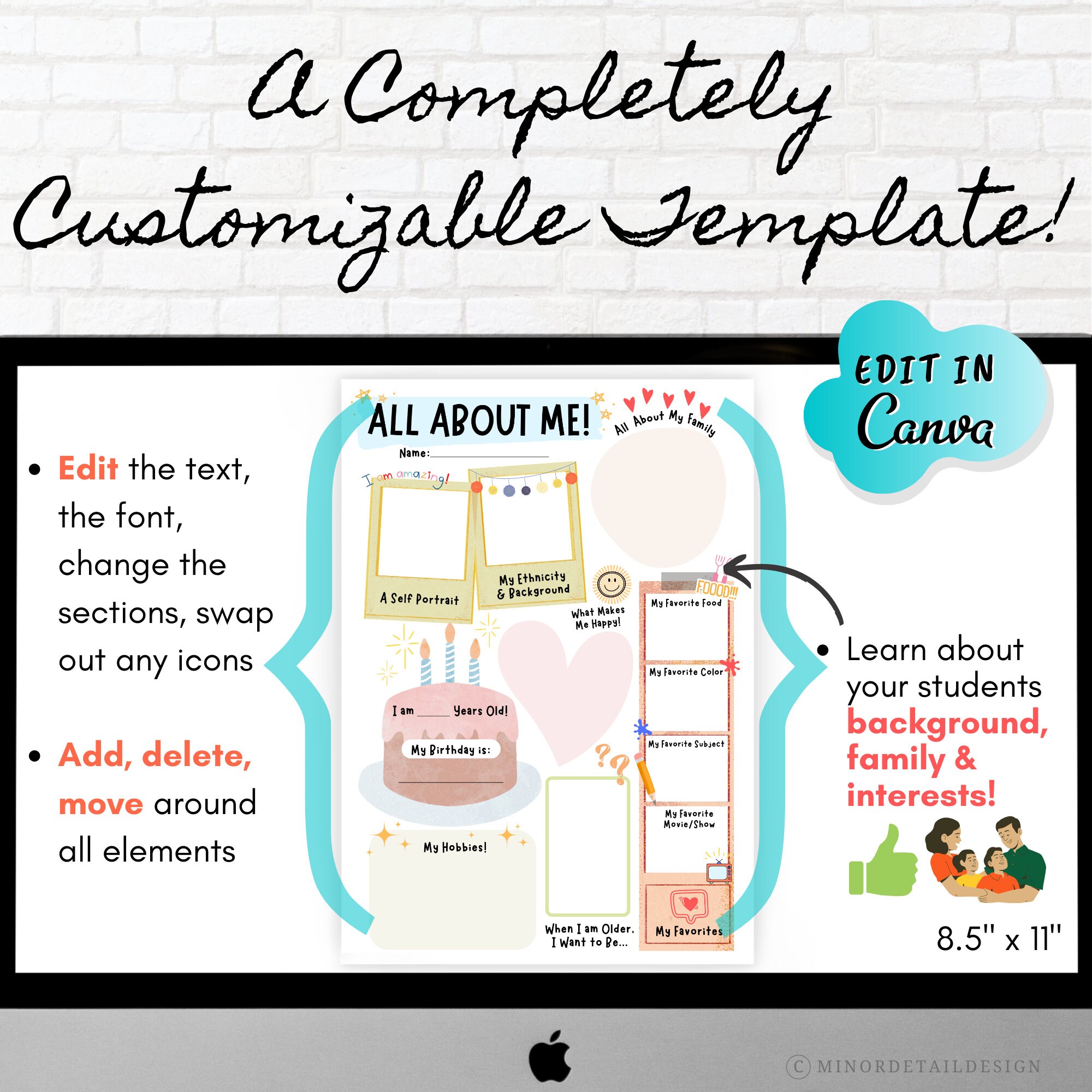 Back to School All About Me EDITABLE Student About Meall - Etsy