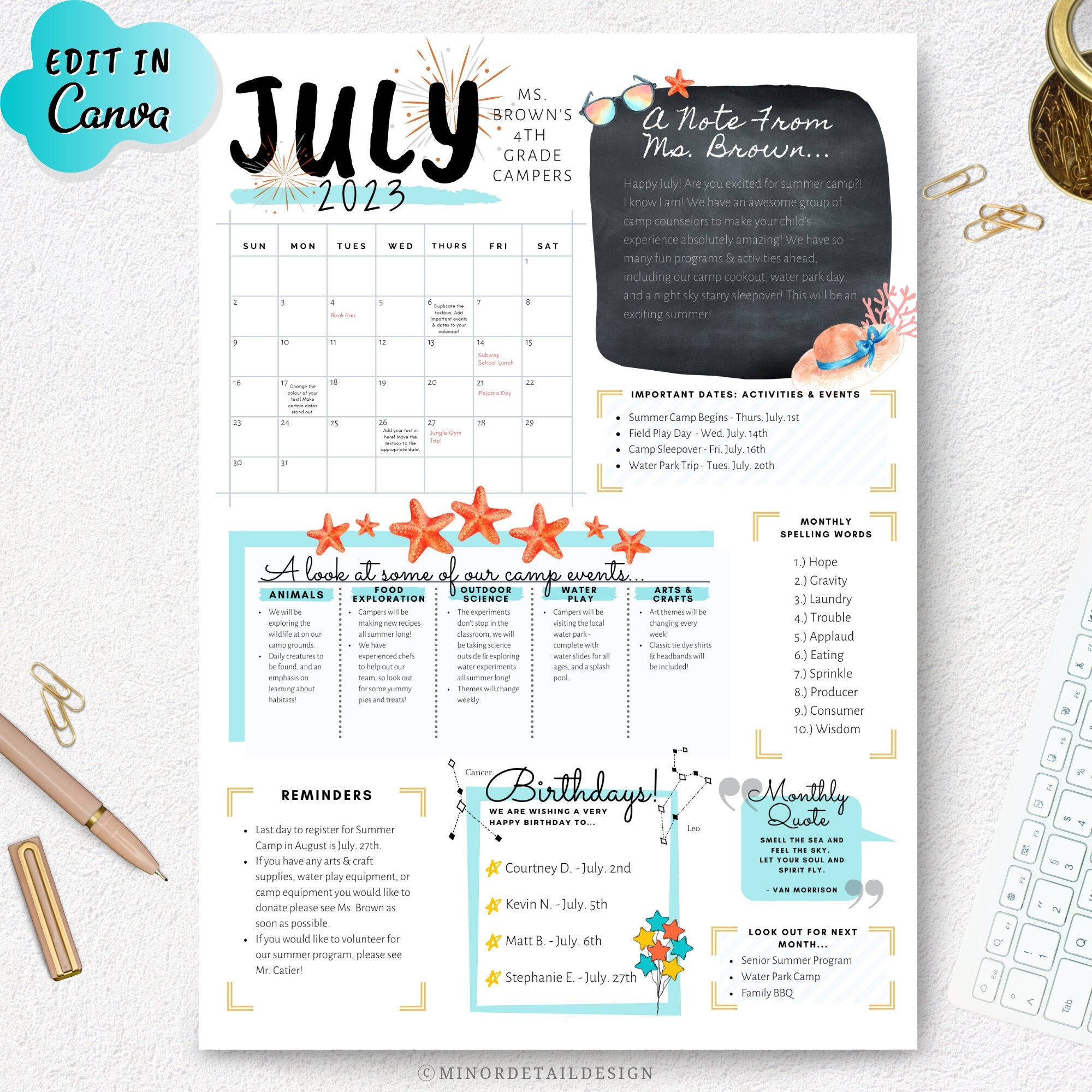 Editable School Newsletter July Newsletter 2023 Newsletter - Etsy Canada